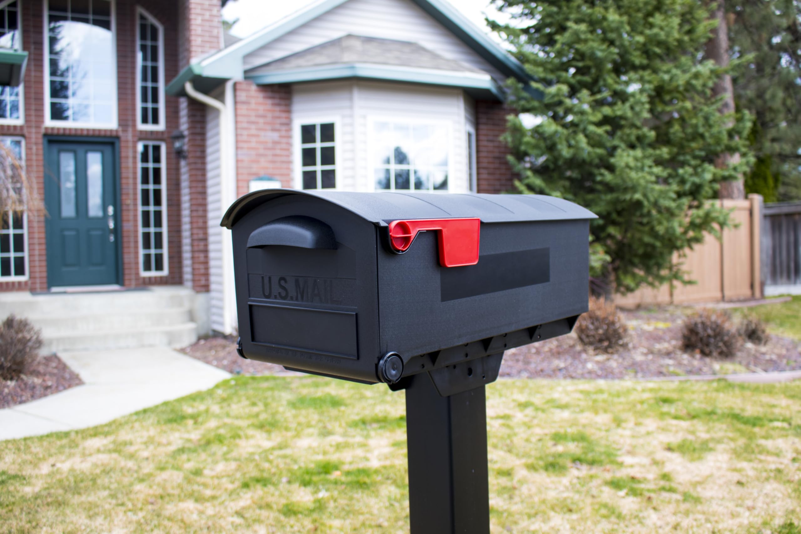 ARCHITECTURAL MAILBOXES Patriot Large Capacity, Plastic Post Mount Mailbox, Black