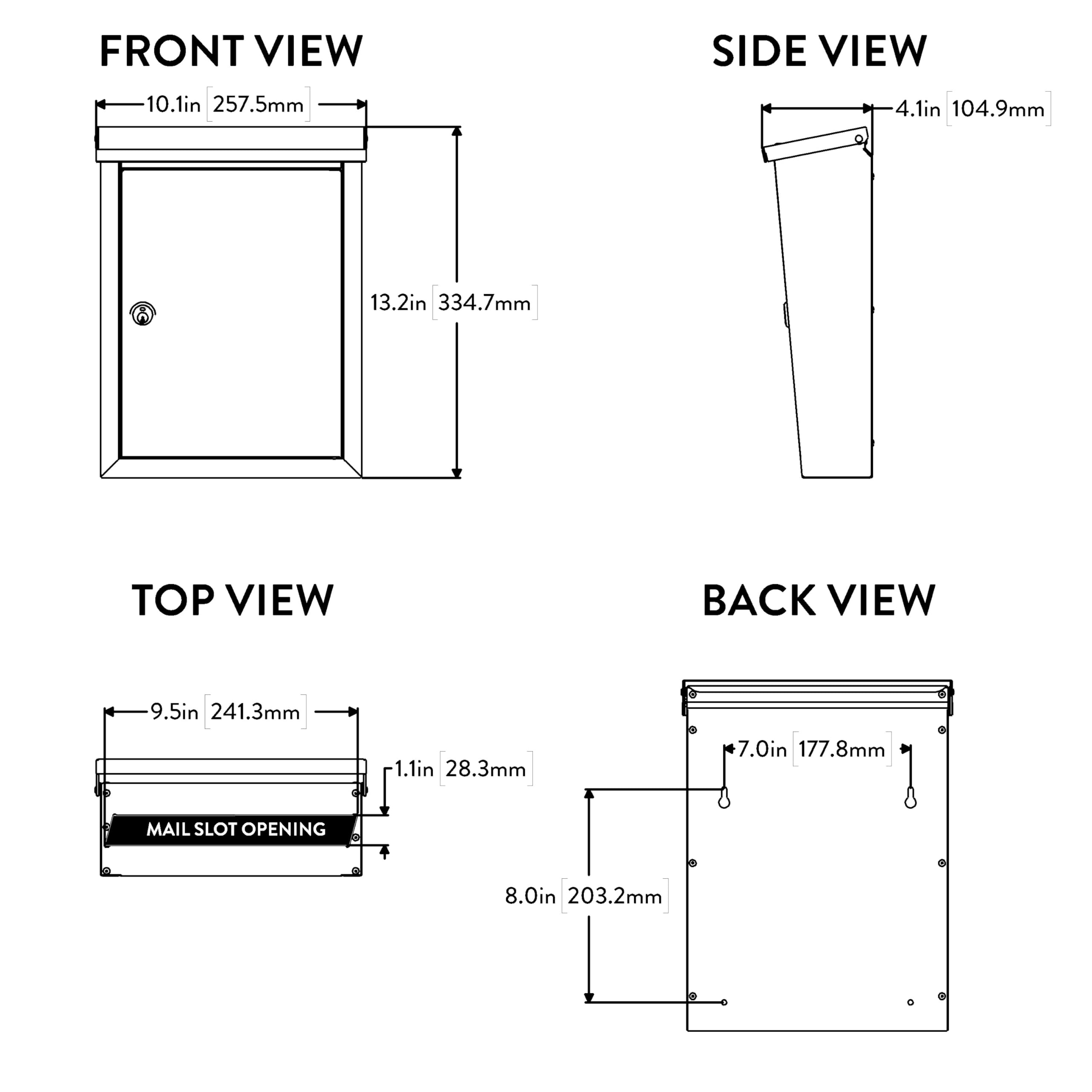 ARCHITECTURAL MAILBOXES 2580B-10 Chelsea Black Locking Wall Mount Mailbox, Medium, Black