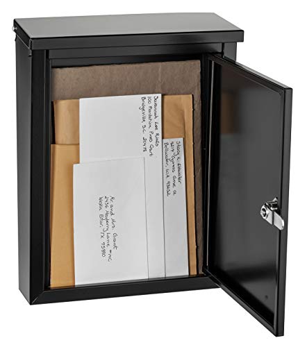 ARCHITECTURAL MAILBOXES 2580B-10 Chelsea Black Locking Wall Mount Mailbox, Medium, Black