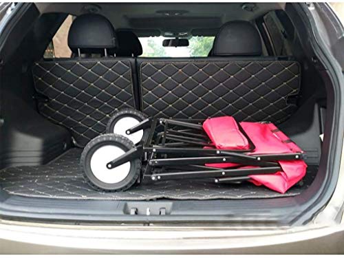 Suuim Folding Wagon with Canopy Collapsible Outdoor Utility Push Cart with Telescopic Push Bar Camping Trolley, Heavy-Duty Wheels with Brakes, Black (B)