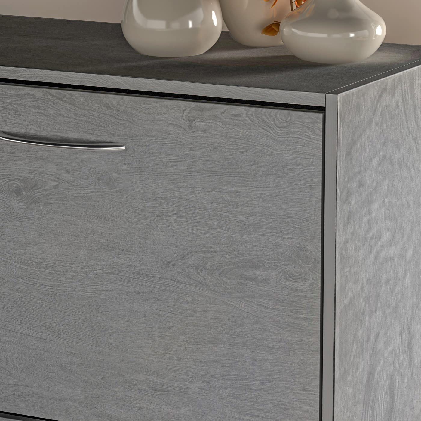 AIEGLE Shoe Cabinet with 3 Flip Drawers, Modern Shoe Storage Cabinet for Entryway, Freestanding Shoe Rack for Small Space, Grey (22.4" W x 9.4" D x 42.1" H)