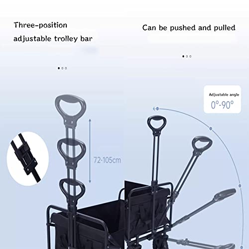 Suuim 160L Beach Wagon Cart with Big Wheels, Collapsible Utility Wagon Heavy Duty Folding,Ideal for Outdoor Sand Camping Garden Pet (Color : B) (A)