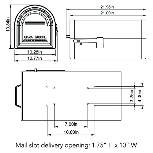 Gibraltar Mailboxes Reliant Locking, Large Capacity, Galvanized Steel, Post-Mount Mailbox, Black
