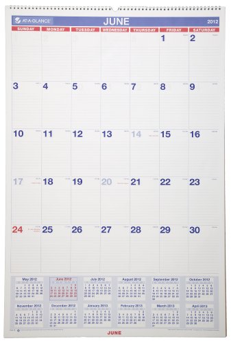 AT-A-GLANCE Recycled Monthly Wall Calendar, Large Wall, 2012 (PM4-28)