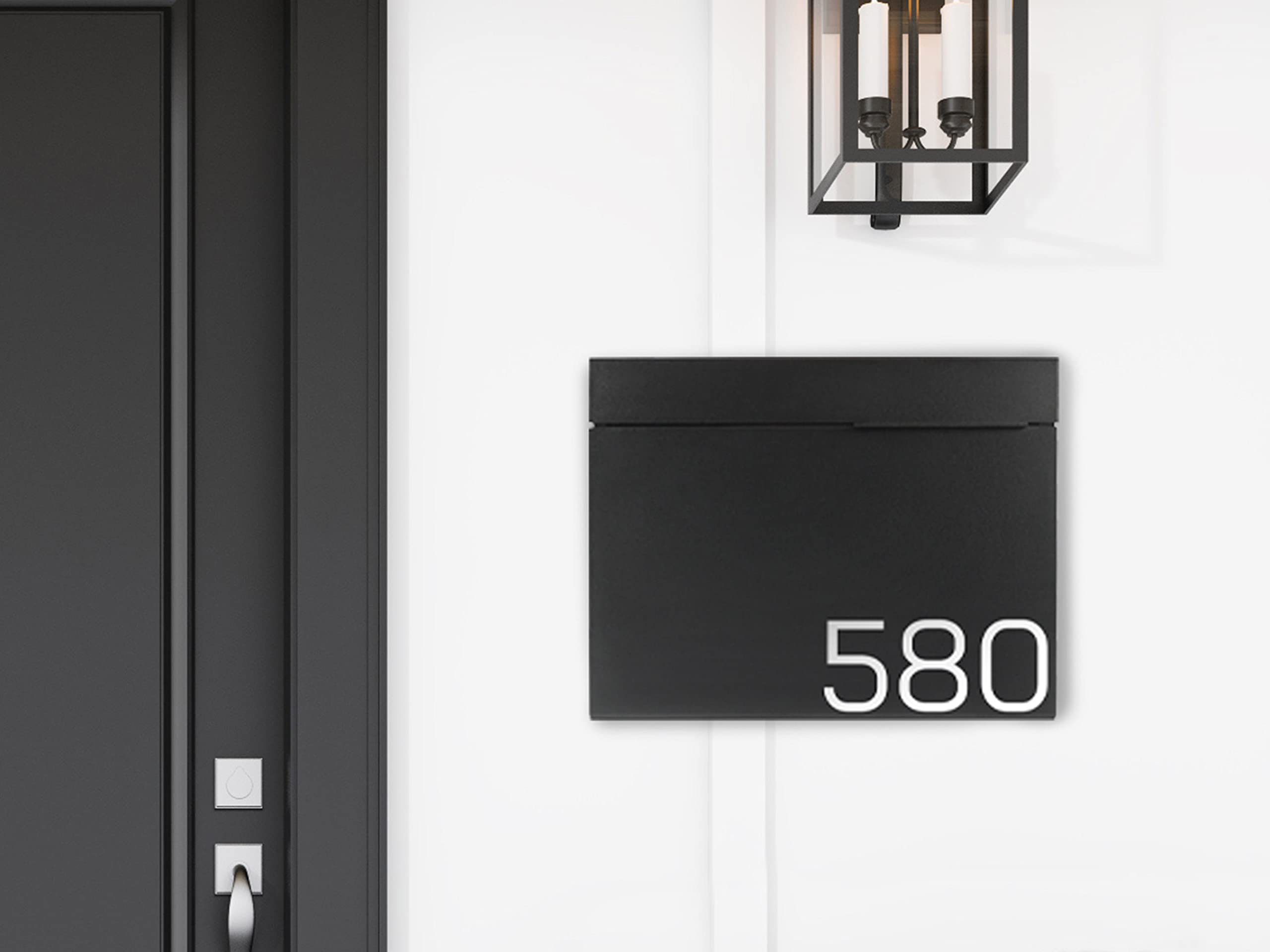 Movo Home Mailbox, Modern Wall Mounted (Herman (Black))