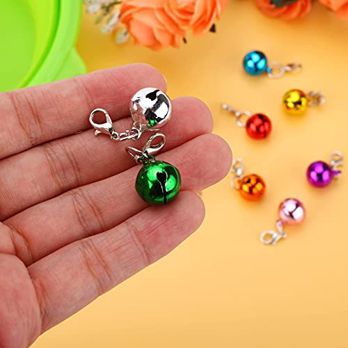 Molain 10 Pcs Cat Dog Collar Bells, Jingle Bell for Cat Collar,Dog Collar Charms,Colourful Pet Small Bells with Clasps Collar Accessories,Festival Party DIY Crafts Decoration