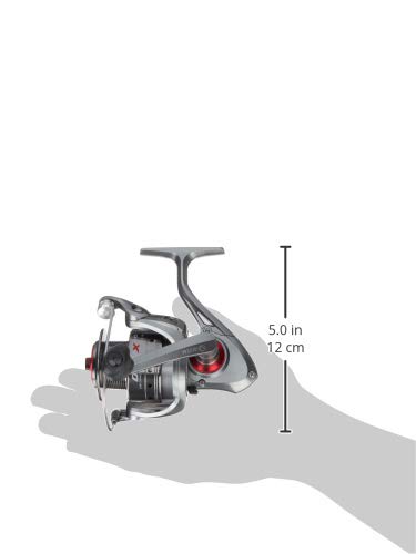 Quantum Optix Spinning Fishing Reel, Size 10 Reel, Changeable Right- or Left-Hand Retrieve, Aluminum Spool, Stainless Steel Bail Wire, 5.2:1 Gear Ratio, Silver, Clam Packaging