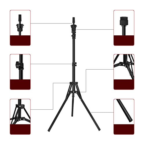 DANSEE Wig Stand Tripod Metal Adjustable Mannequin Head Stand Upgrade Foldable Wig Head Stand for Cosmetology Hairdressing Training