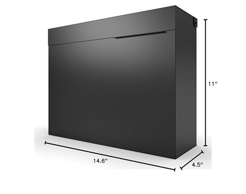 Movo Home Mailbox, Modern Wall Mounted (Herman (Black))