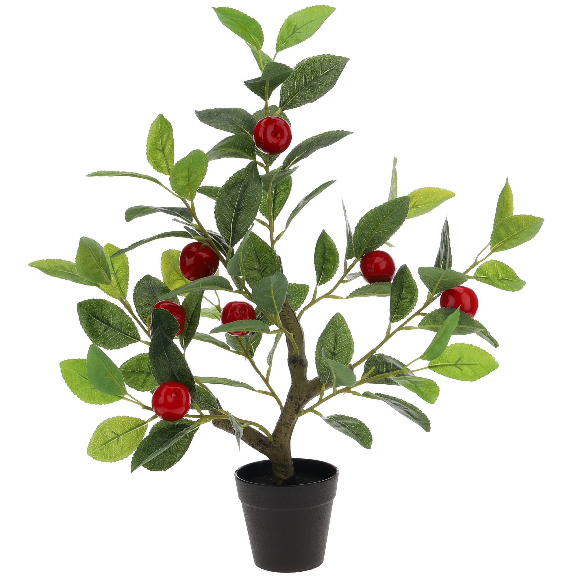 Gresorth 20" Artificial Red Apple Tree Fake House Green Plant Fruit Decoration with Plastic Pot Realistic Leaves for Home Table Office Garden Indoor Outdoor