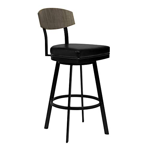 Armen Living Frisco Bar Stool, Counter Height, Black
