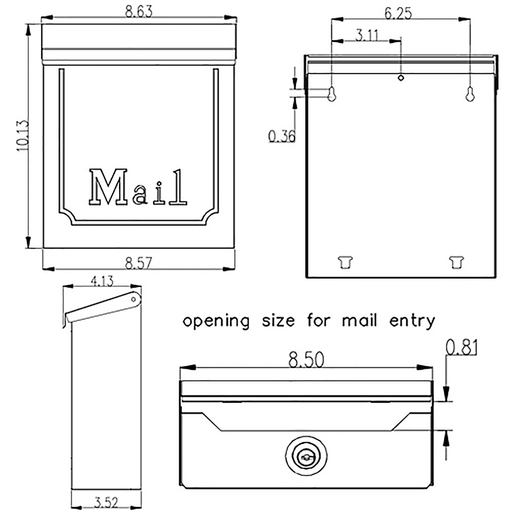 ARCHITECTURAL MAILBOXES Townhouse Vertical Small Capacity, Galvanized Steel Wall Mount Mailbox, 4.1 x 8.6 x 10.1 inches, Black