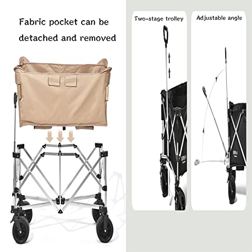 Suuim 220L Wagons Carts Heavy Duty Foldable, Wagon Stroller,Collapsible Utility Wagon Heavy Duty Folding,Ideal for Outdoor (Color : A) (B)