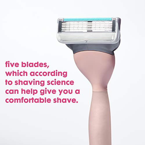 joy Razors for Women, 1 Handle, 8 Razor Blade Refills, Pink, Lubrastrip to Help Avoid Skin Irritation