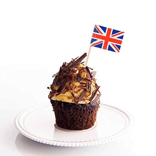 Donoter 100 Pack British Flag Toothpicks Union Jack Cupcake Topper PicksĀ for Birthday Party Cake Decorations