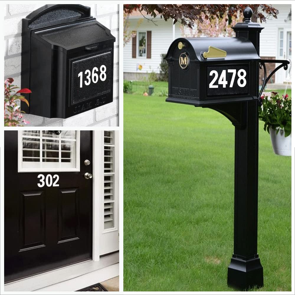 Mailbox Numbers, 5 Sets 4 Inch Mailbox Numbers for Outside, Modern Number Mailbox Stickers, Vinyl Reflective Mailbox Numbers, Strong Adhesive Numbers for Mailbox, Reflective Numbers for Mailbox with Sticky Tabs for Easy Backing Peeling