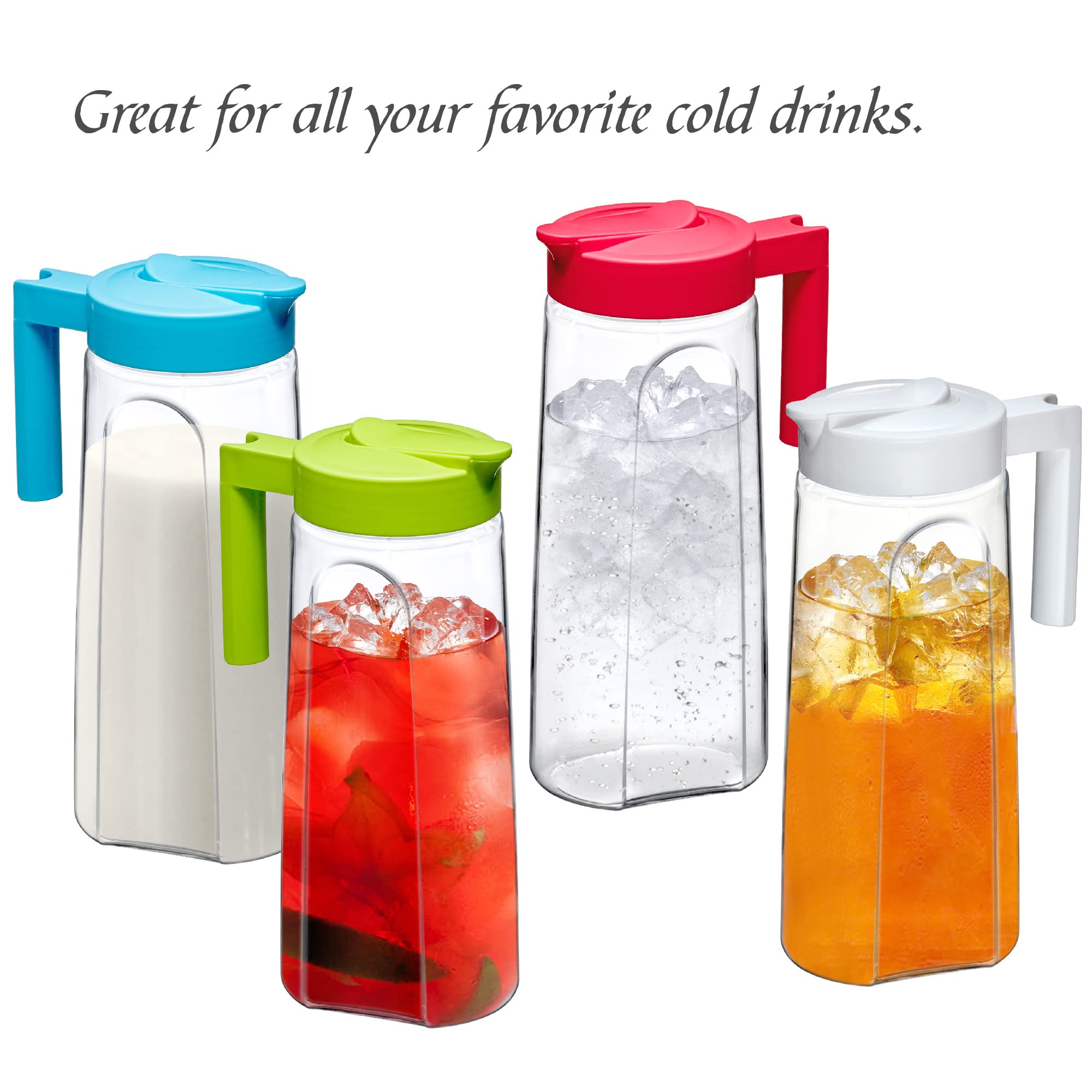 Amazing Abby - Slim - Tritan Pitcher (64 oz), Unbreakable Plastic Water Pitcher with Lid, BPA-Free, Heat-Resistant, Dishwasher-Safe, Great for Both Iced and Hot Drinks, Indoors and Outdoors, Blue