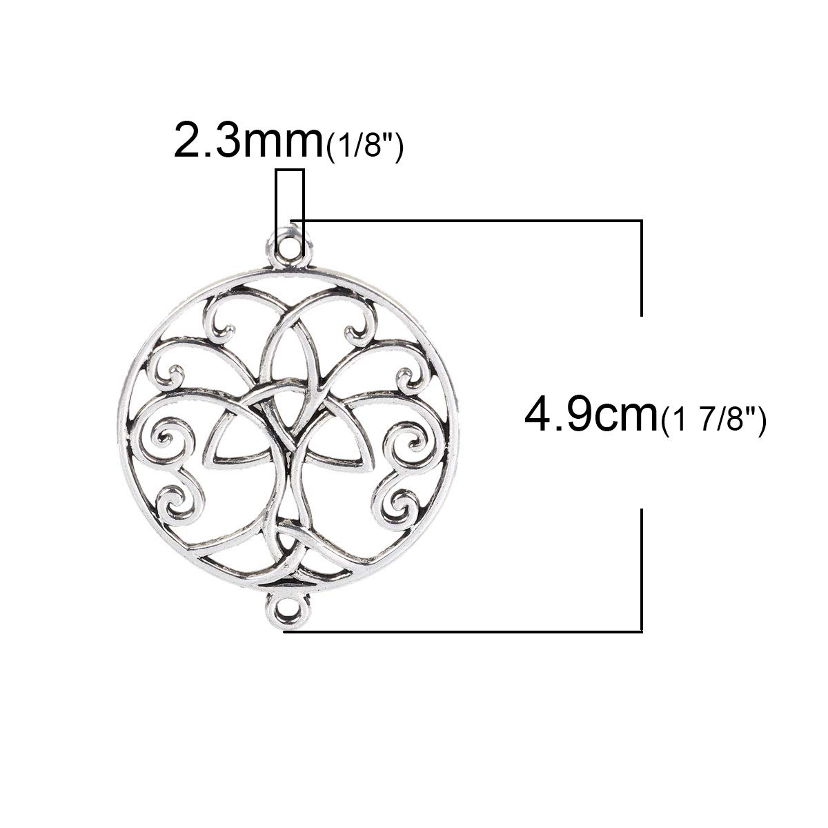 JGFinds Large Tree of Life Boho Chic Silver Tone Charm Connectors for DIY Jewelry Making, 1 7/8", 10 Pack