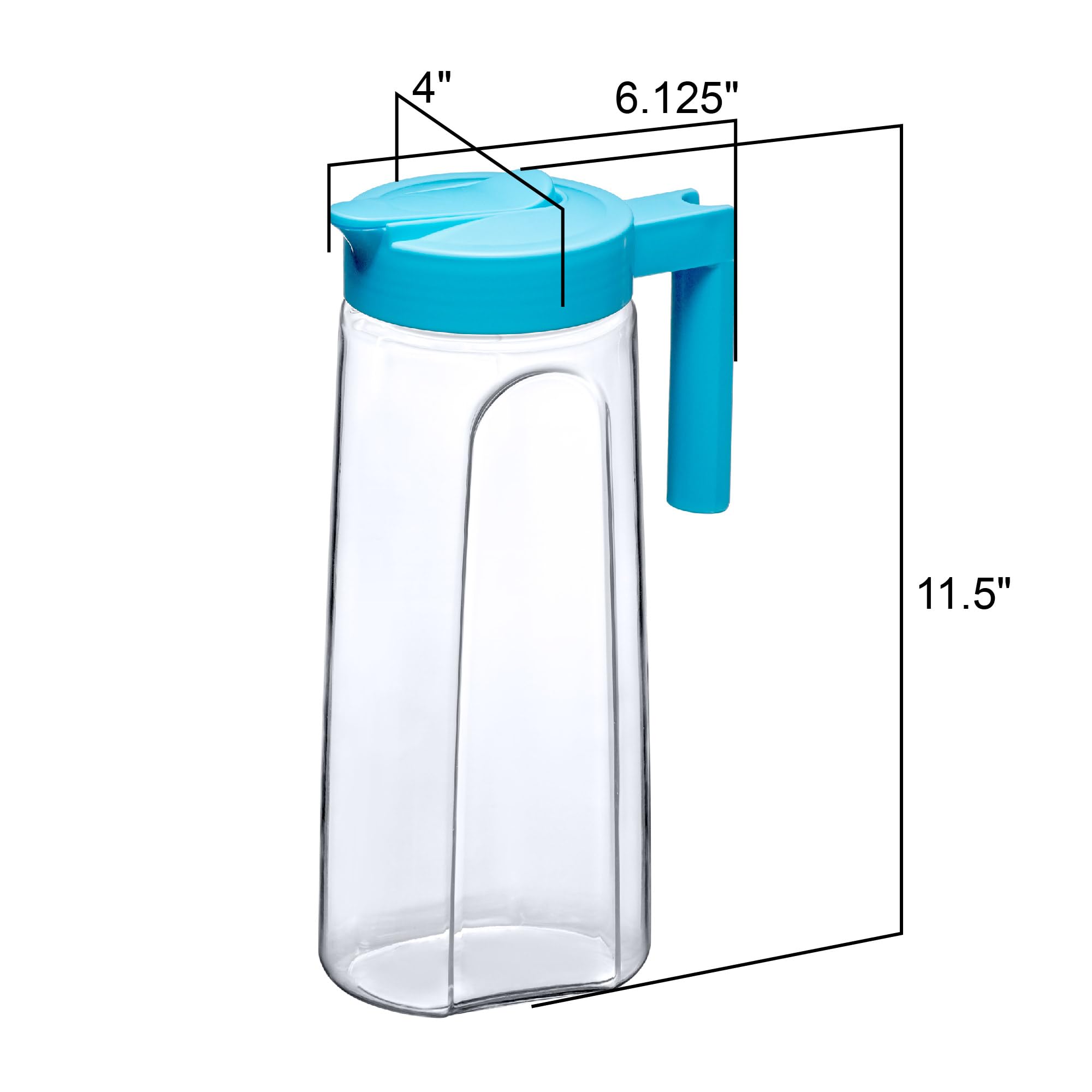 Amazing Abby - Slim - Tritan Pitcher (64 oz), Unbreakable Plastic Water Pitcher with Lid, BPA-Free, Heat-Resistant, Dishwasher-Safe, Great for Both Iced and Hot Drinks, Indoors and Outdoors, Blue