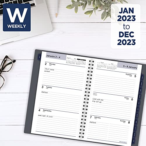 AT-A-GLANCE 2023 Weekly & Monthly Planner, DayMinder, 5" x 8", Small, Spiral Bound, Monthly Tabs, Gray (GC20007)