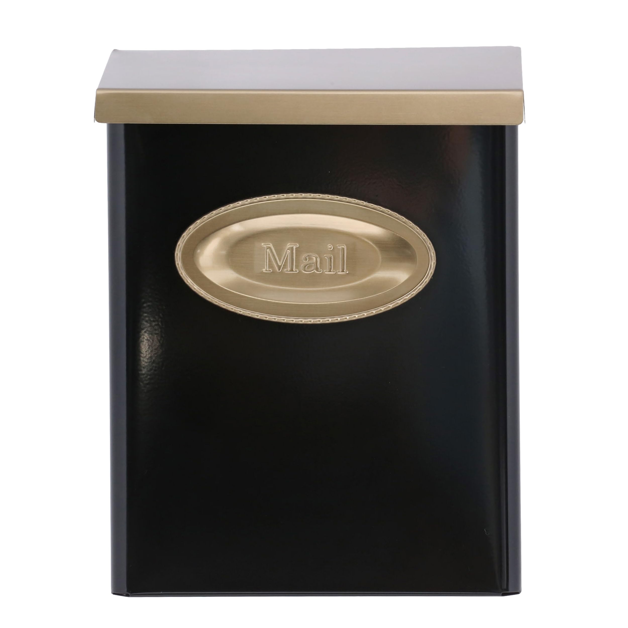 Architectural Mailboxes Designer Galvanized Steel, Locking, Wall Mount Mailbox, DVKGB00AM, Black & Brushed Brass, Medium Capacity