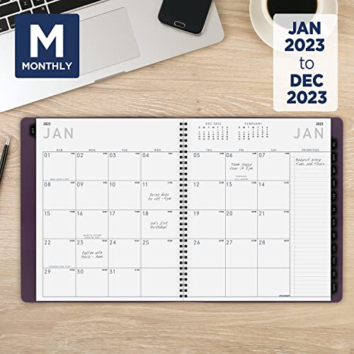 AT-A-GLANCE 2023 Monthly Planner, 9” x 11”, Large, Monthly Tabs, Pocket, Faux Leather, Contemporary, Merlot (70250X50)