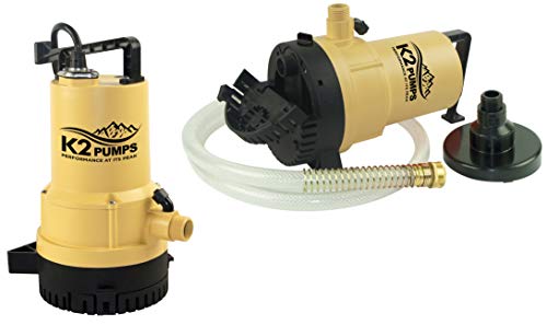 K2 Pumps UTM02501K 1/4 HP Duo 2-in-1, Thermoplastic Submersible Utility Pump and Transfer Pump