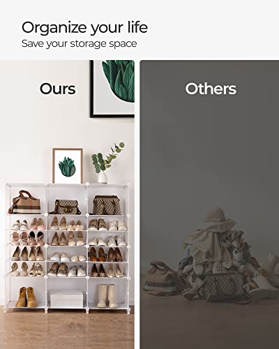 DINMO Shoe Rack, 8 Tier Shoe Storage Cabinet, 48 Pair Plastic Shoe Organizer for Closet Hallway Bedroom Entryway, White