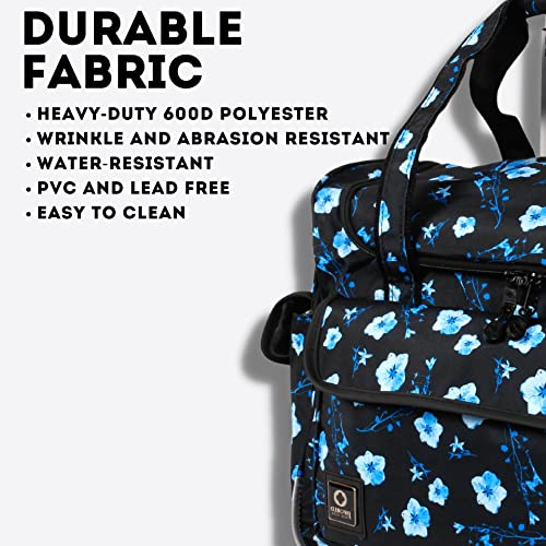 J World New York Donna Rolling Tote Bag on Wheels for Women. Roller Laptop Briefcase Work Weekender, Night Bloom