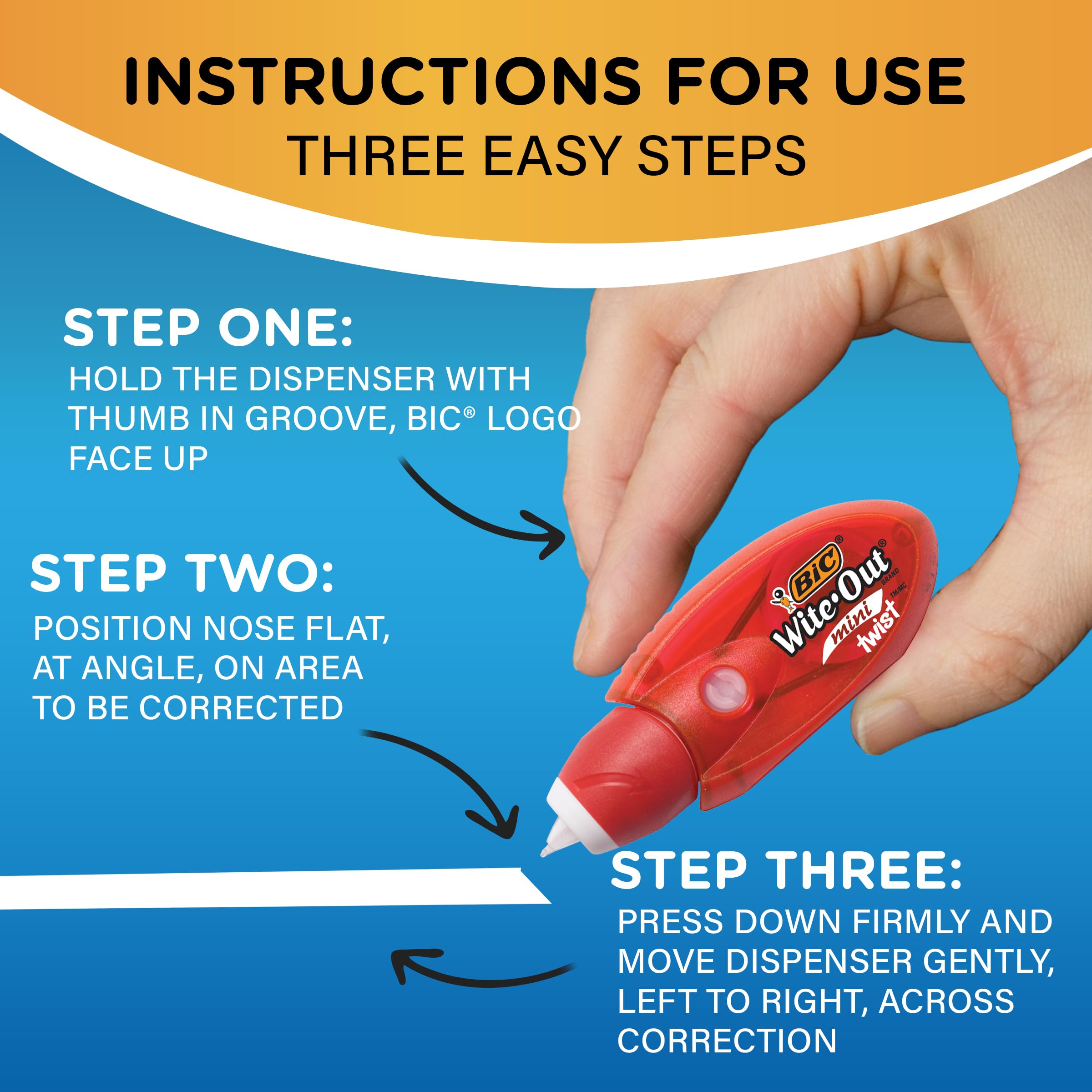 BIC Wite-Out Brand Mini Twist Correction Tape, White, 2-Count, Compact and Convenient Design for Easy Storage