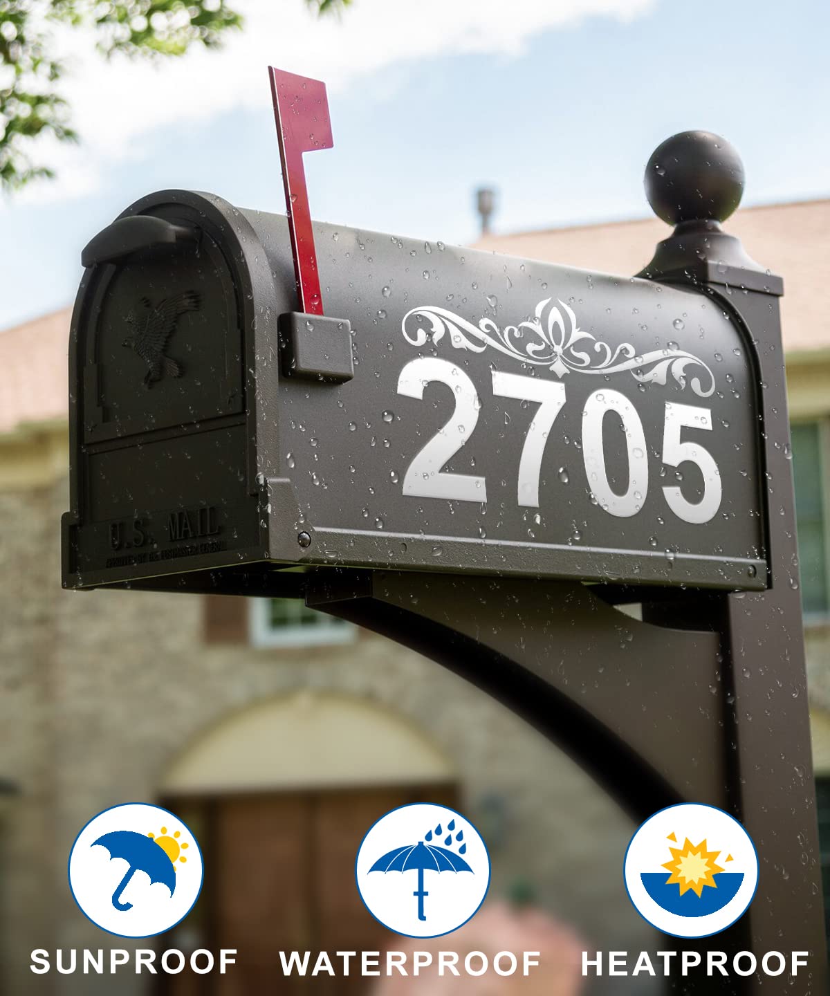 Mailbox Numbers, Reflective Mailbox Numbers for Outside (6 Sets), Waterproof House Numbers for Mailbox, White Number Mailbox Stickers Self-Adhesive for Signs, Home, Door, Window, Address Number (0-9)
