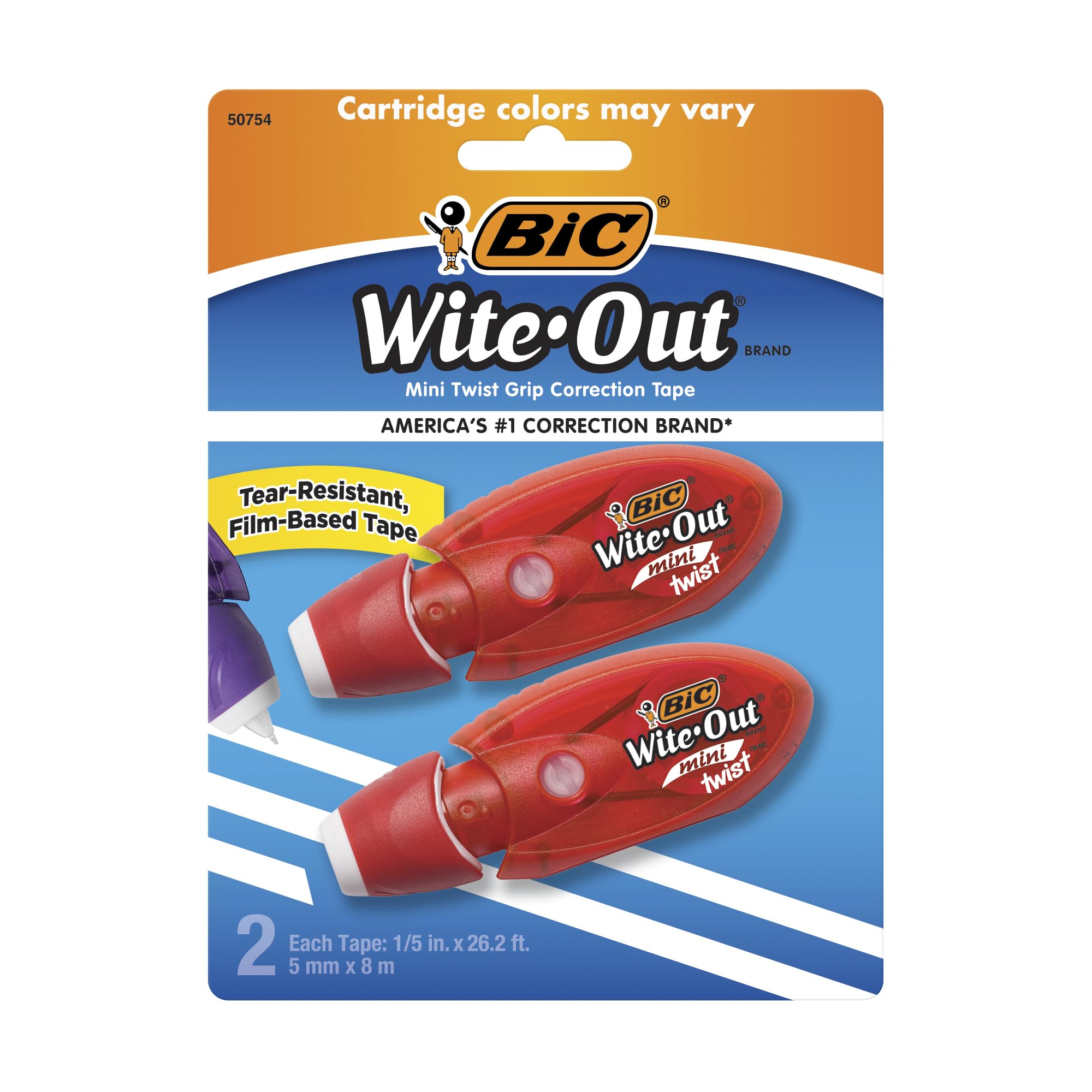 BIC Wite-Out Brand Mini Twist Correction Tape, White, 2-Count, Compact and Convenient Design for Easy Storage