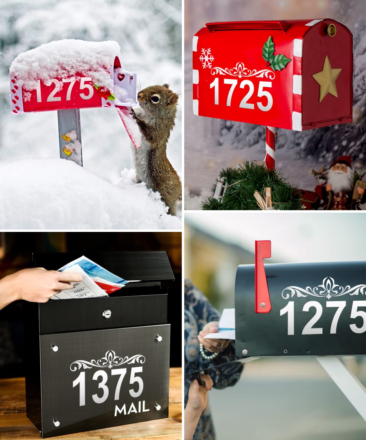 Mailbox Numbers, Reflective Mailbox Numbers for Outside (6 Sets), Waterproof House Numbers for Mailbox, White Number Mailbox Stickers Self-Adhesive for Signs, Home, Door, Window, Address Number (0-9)