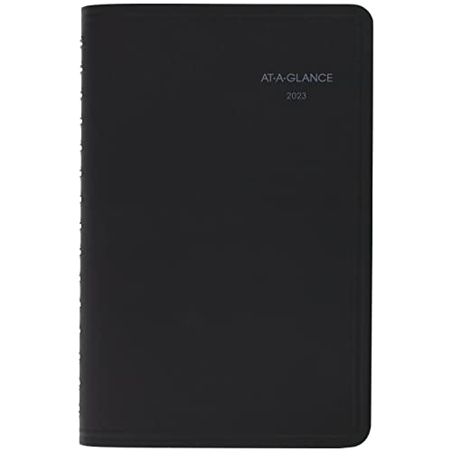 AT-A-GLANCE 2023 Weekly & Monthly Planner, QuickNotes, Hourly Appointment Book, 5" x 8", Small, Monthly Tabs, Pocket, Black (760205)