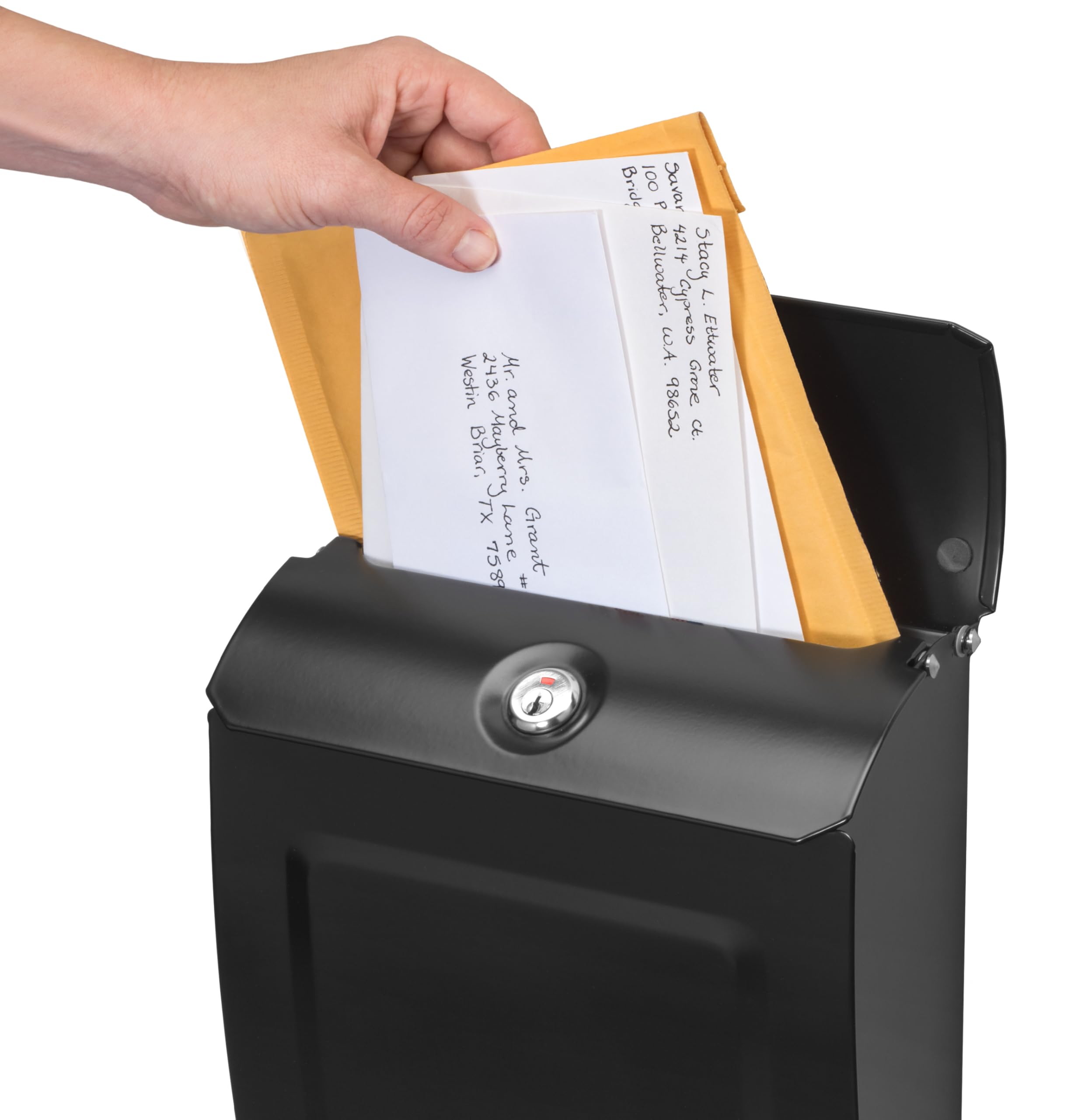Architectural Mailboxes Aspen Galvanized Steel, Locking, Wall Mount Mailbox, 2594B-10, Black, Small Capacity