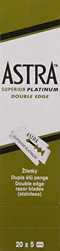 Astra Platinum Double Edge Safety Razor Blades ,100 Count (Pack of 1)