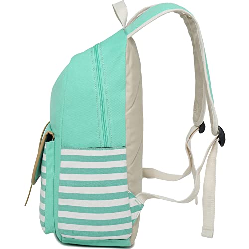 Joyfulife Girls Backpacks, School Backpack for Girls Lightweight Canvas Backpack Student Bookbags Stripe Backpack with Lunch Box 4 in 1