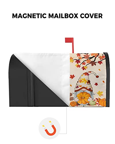 Happy Fall Magnetic Mailbox Covers 21" X 25.5", Autumn Gnomes with Pumpkin Fall Maple Leaves Farmhouse Mailbox Wraps Standard Size Thanksgiving Harvest Letter Box Cover for Holiday Banquet Party Decor