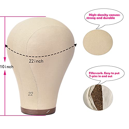 CorkHead Wig Head Mannequin Head with Stand for Wigs Making 22 inch