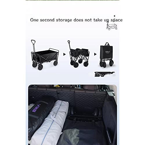Collapsible Wagon, Outdoor Folding Camping Wagons, Grocery Portable Utility Cart, Adjustable Rolling Carts, All Terrain Sports Wagon with Big Wheels,