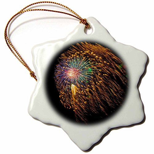 3dRose USA, Colorado, Frisco, Dillon Reservoir, Fireworks Display, July 4th Snowflake Ornament