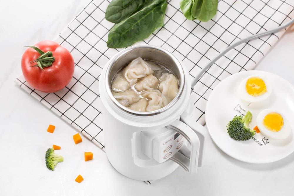 MiGoo Portable Stew Kettle Slow Cooker Electric Mini Travel 0.7L White Without Inner Liner Poach Boil Water Timing Keep Warm Multi-Use Low Power
