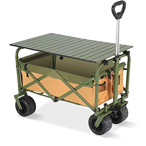 Suuim Heavy Duty 250kg Capacity Collapsible Wagon, Outdoor Folding Camping Wagons, Portable Utility Cart (Color : B) (B)