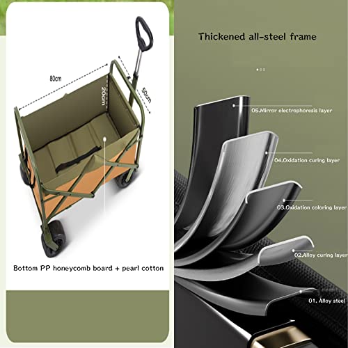 Suuim Heavy Duty 250kg Capacity Collapsible Wagon, Outdoor Folding Camping Wagons, Portable Utility Cart (Color : B) (A)