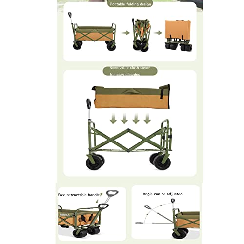 Suuim Heavy Duty 250kg Capacity Collapsible Wagon, Outdoor Folding Camping Wagons, Portable Utility Cart (Color : B) (A)