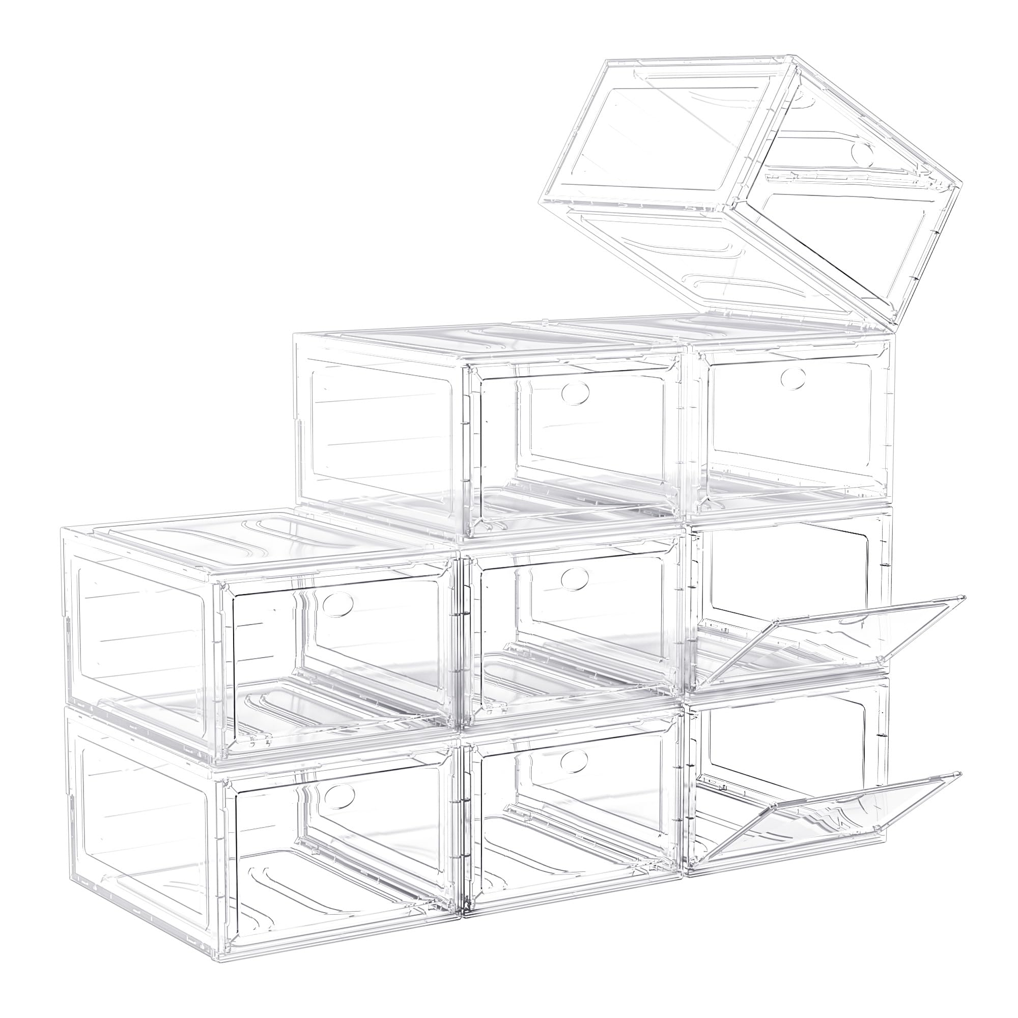 ARSTPEOE 9 Pack Shoe Organizer, Upgrade Harder Solid Plastic Shoe Storage, Shoe Boxes Clear Plastic Stackable, Sneaker Storage, Shoe Organizer for Closet, Shoe Display Case, White