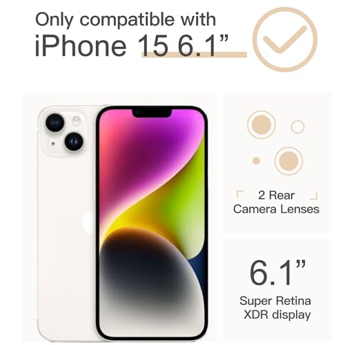 ICEDIO for iPhone 15 Case with Screen Protector-Clear with Fashionable Trendy Patterns-Designed for Girls and Women-Slim Fit Cover-Protective Phone Case 6.1" Cute Trees Floral Flower