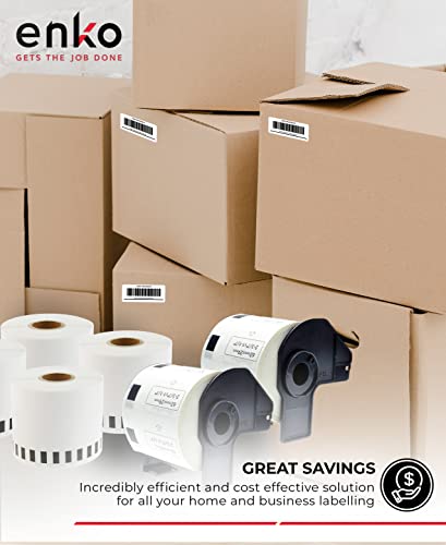 enKo - Compatible for Brother DK1209 1-1/7" x 2-3/7” Labels [6 Rolls / 4800 Labels with 2 Cartridge Frame]