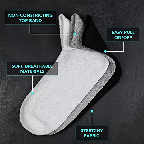 6 Pairs Diabetic Ankle Socks Reinforced Heel and Toe Non-Binding Cushion Socks for Men and Women Grey/Black Sole 13-15 Debra Weitzner