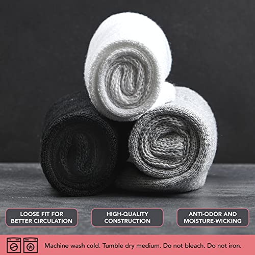 6 Pairs Diabetic Ankle Socks Reinforced Heel and Toe Non-Binding Cushion Socks for Men and Women Grey/Black Sole 13-15 Debra Weitzner